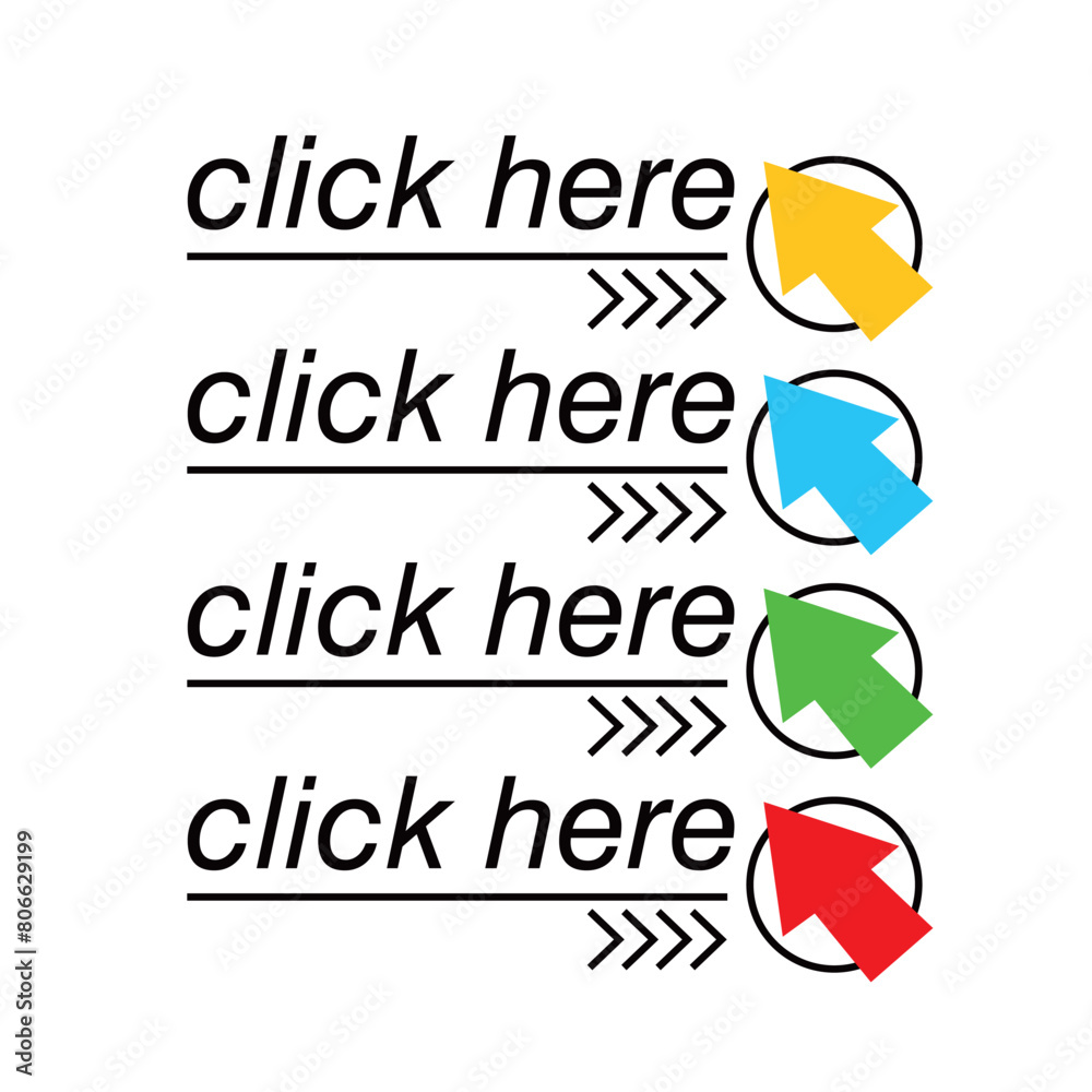 click here button design. cursor sign and symbol. Stock Vector | Adobe ...