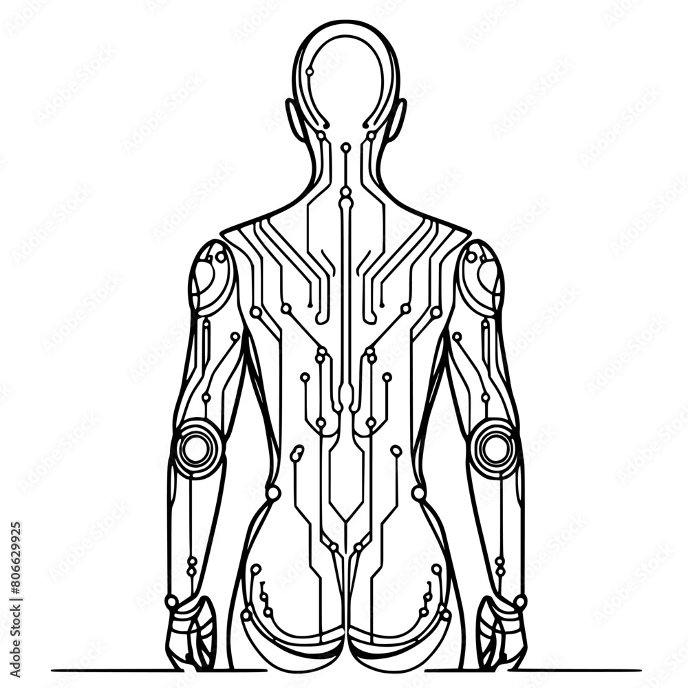 Minimal AI artificial intelligence and digital technology idea body ...