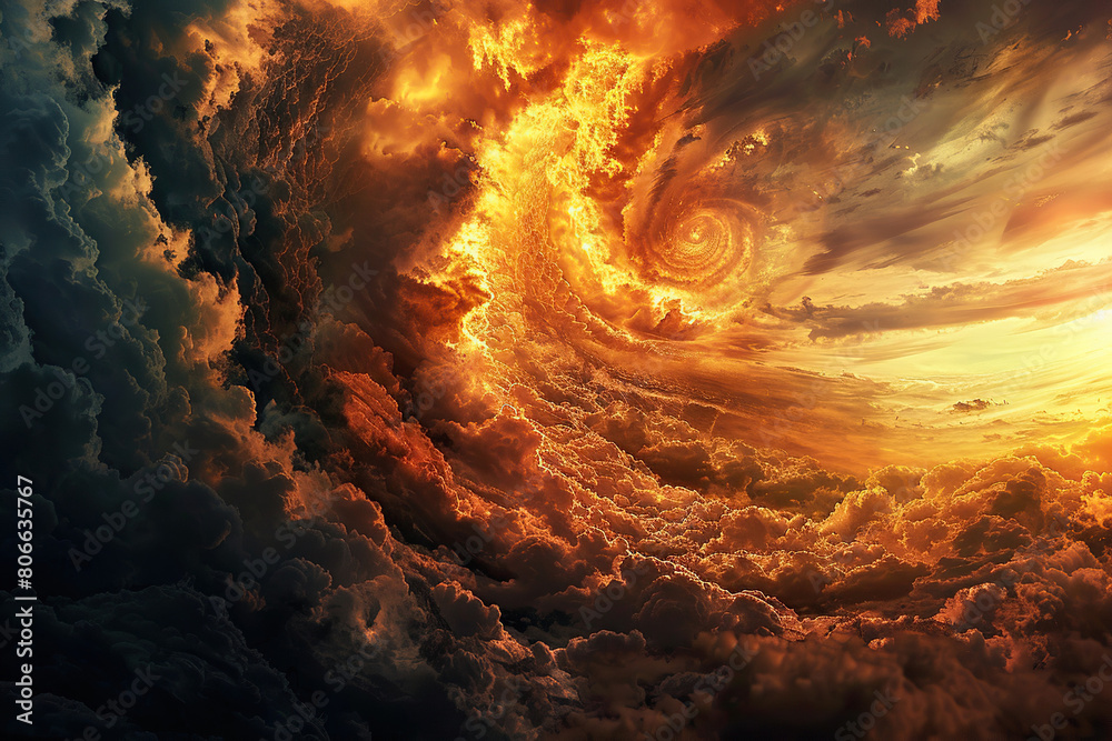 Generative ai on theme of scary huge hurricane fire tornado ...