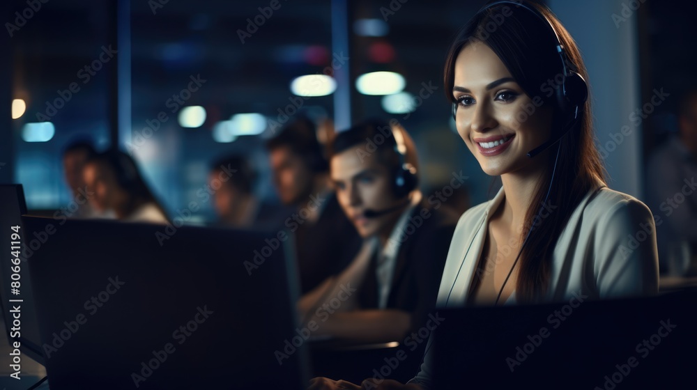 call center women smiled working and providing service with courtesy ...