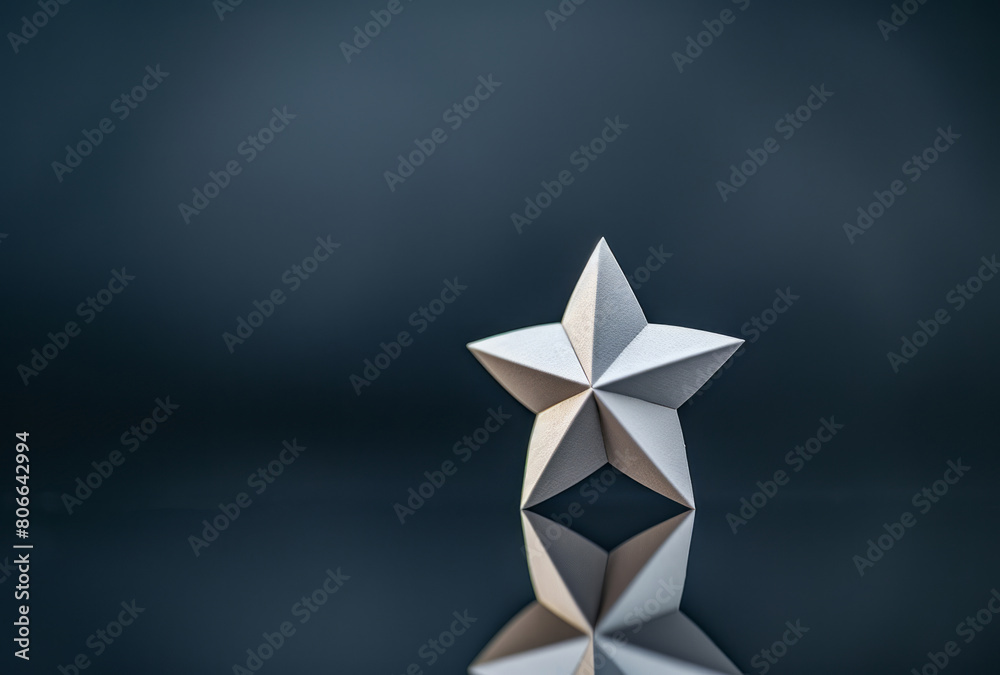 A white silver star structure and its reflection, minimalist ...