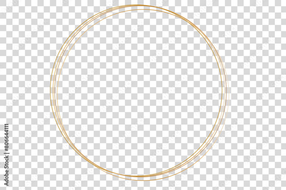 hand drawn gold circle, sketch lines. Vector circular doodle frame ...