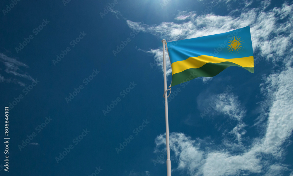rwanda flagcopy space blue sky background wallpaper copy space rwanda ...