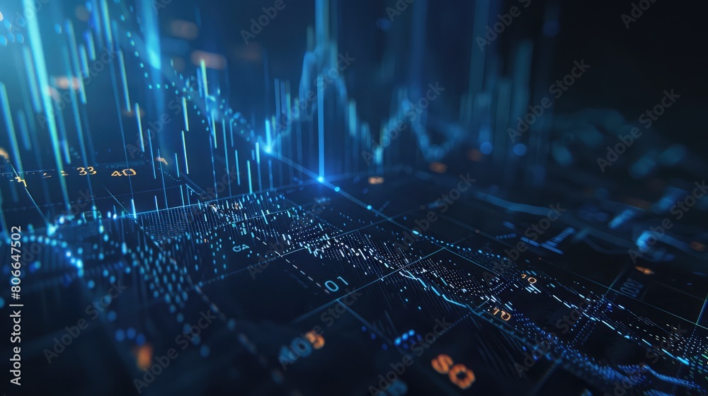 Financial rising graph and chart with lines and numbers that illustrate ...