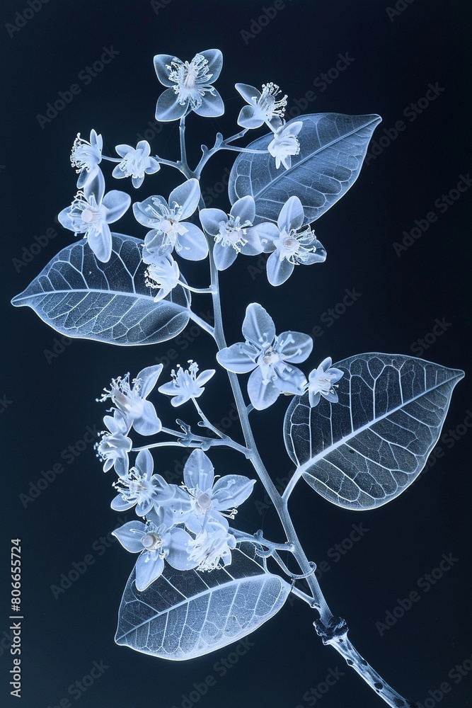 Xray depiction of a Hoya plant, its waxy leaves and clusters of ...