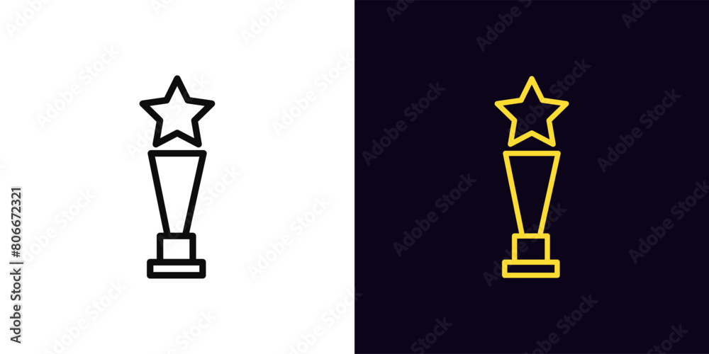 Outline award statue icon, with editable stroke. Golden statue with ...