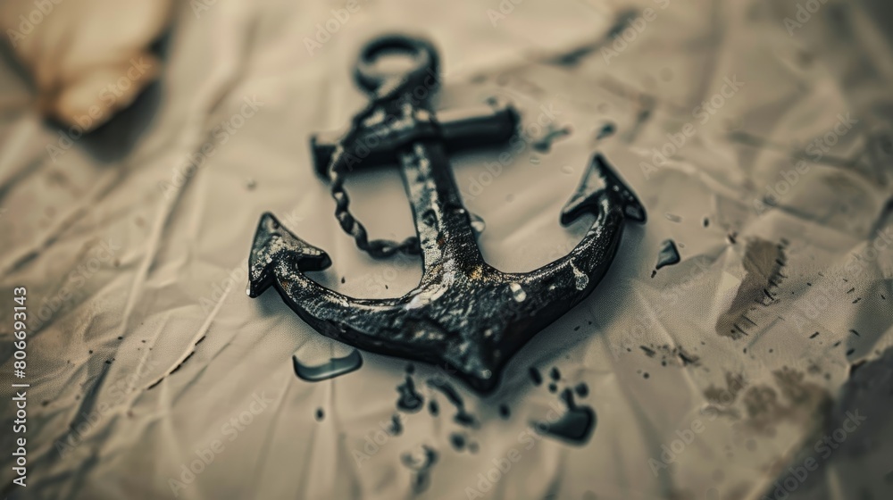 Intimate close-up of an anchor tattoo design, a powerful symbol of ...