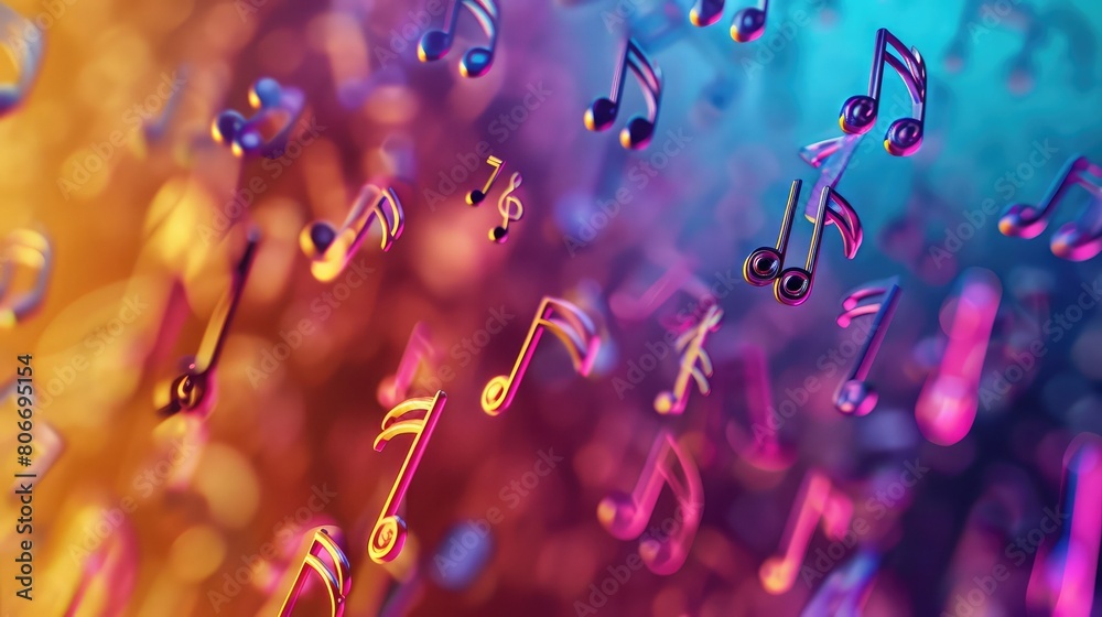 Music notes on color background for music day,Music notes and signs add ...