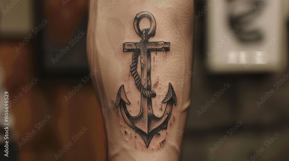 Elegant and meaningful anchor tattoo, representing unshakable stability ...