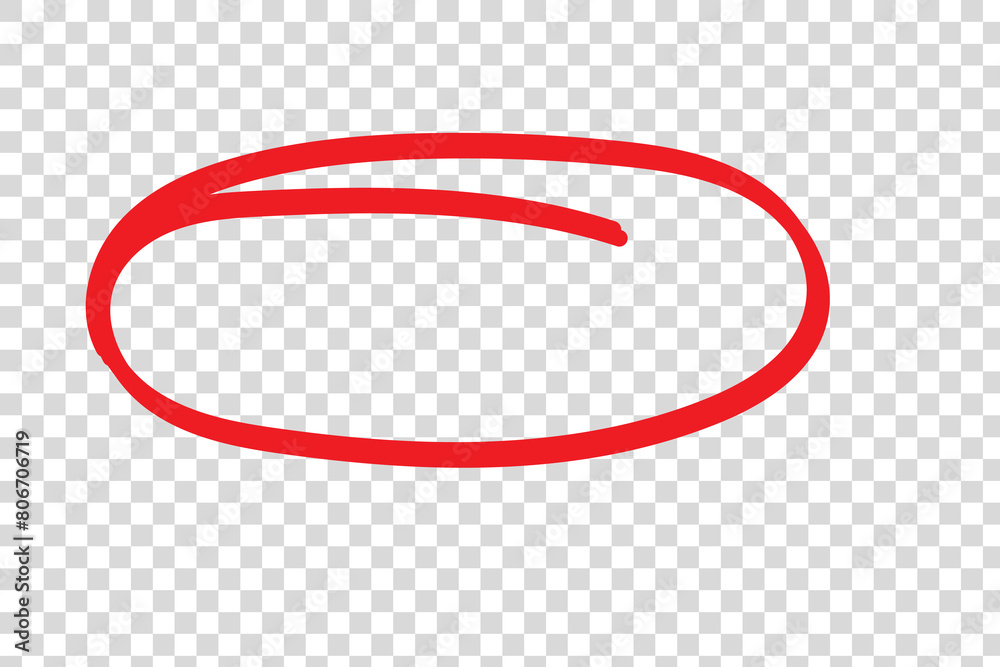 Red circle, pen draw. Highlight hand drawing different circles isolated ...