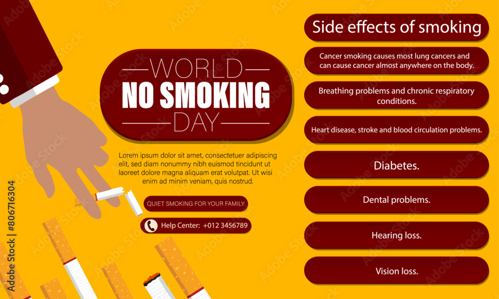 world no smoking day campaign horizontal banner template design with 7 ...
