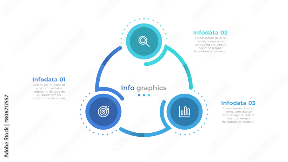 Modern infographics cycle template with circles and 3 options, steps ...