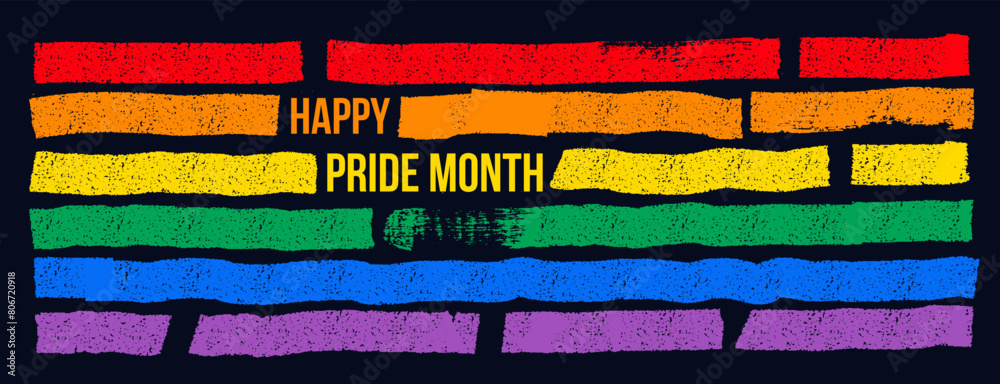 Happy pride month banner. Grunge texture with brush stroke pattern ...