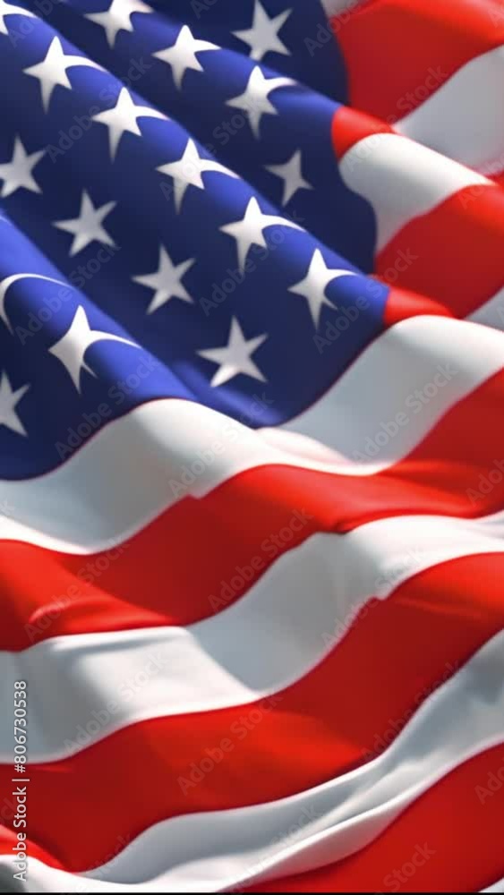 Flag of America seamless American Flag Slow Waving with visible ...