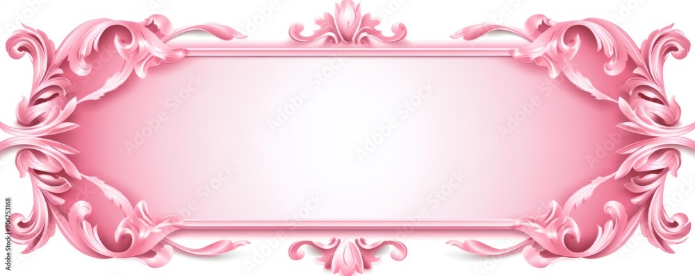 Pink traditional rectangular frame on white background design for ...