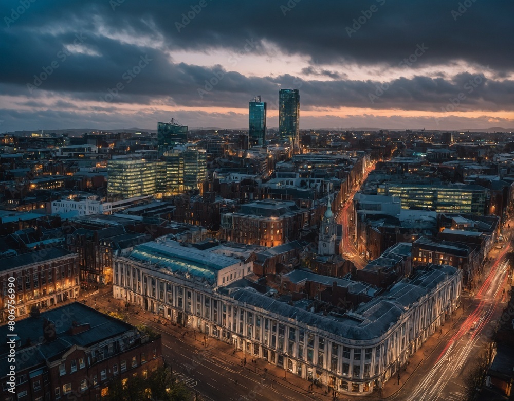 Immerse yourself in the dynamic skyline of Dublin, where towering ...