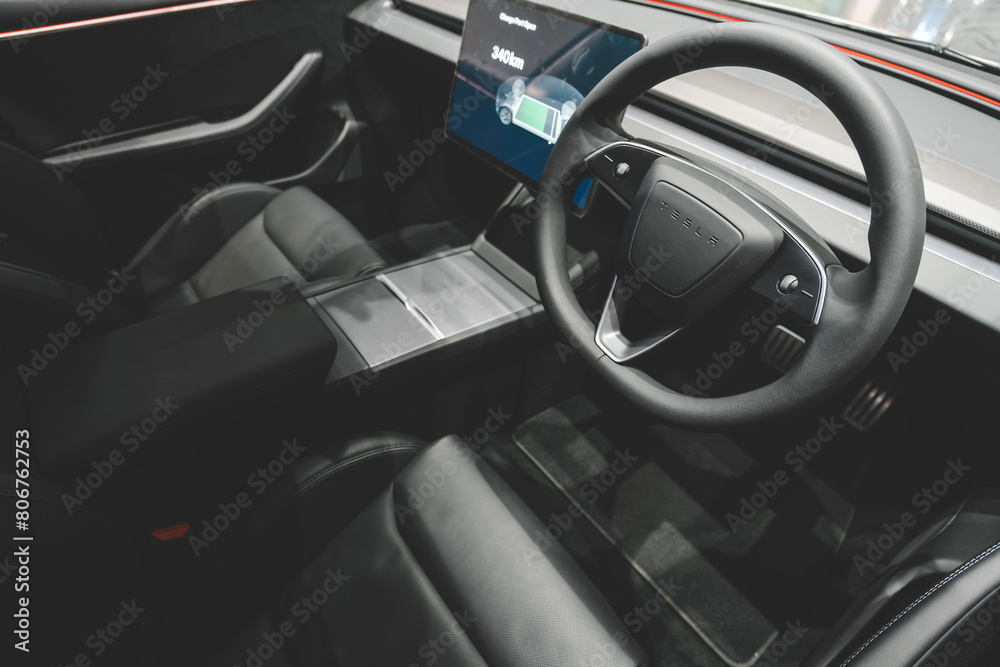 Tesla model 3 highland Interior And details. Stock Illustration | Adobe ...