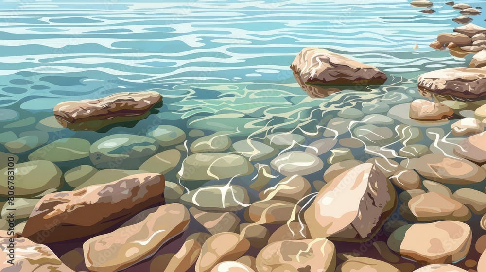 Close-Up Desaturated Transparent Clear Calm Water, Offering A Glimpse ...