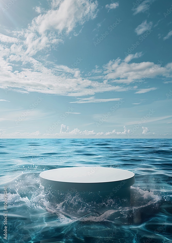 product podium display presentation on sea water surface with ocean ...