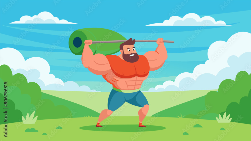 Muscles ripple and strain as a buff competitor carries a loaded yoke ...