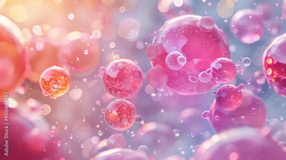 A captivating photorealistic illustration of skin cells transforming ...