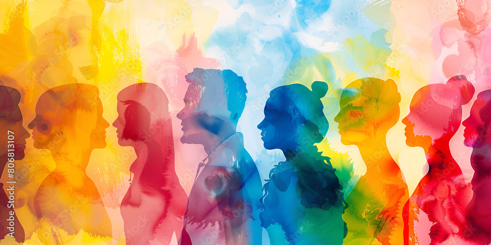 Abstract Multi-Colored Silhouettes Representing Group Diversity and ...