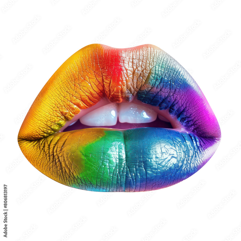 Lip with rainbow pride color isolate on transparency background PNG ...