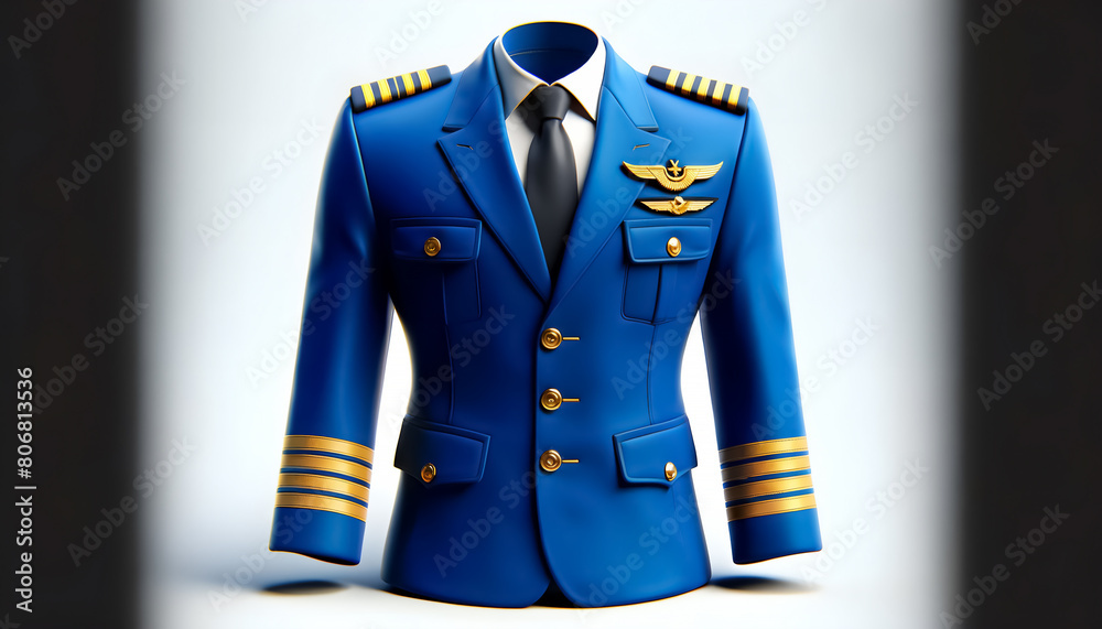 Vibrant Blue Pilot Uniform Suit Jacket 3D Render, 3D Rendered Pilot ...