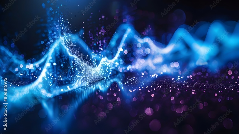 Abstract sound wave frequency image in recording studio depicting music ...