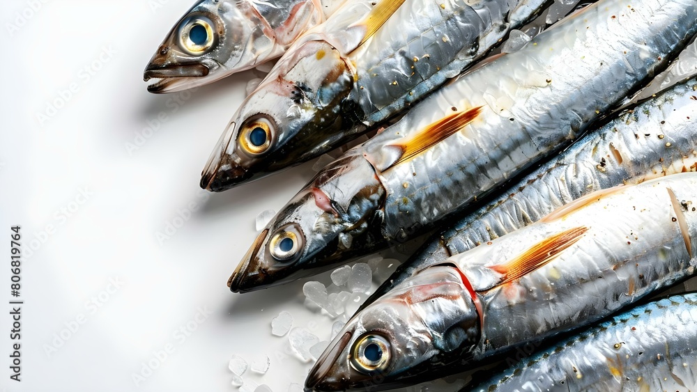 Fresh sardines on white background: A rich source of omega- fatty acids ...