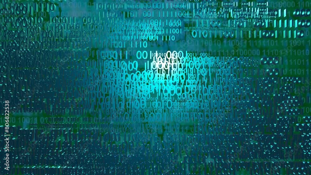 Abstract blue and green binary numbers background. Artificial ...