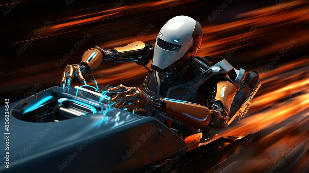 world of high-tech warfare as a formidable robot stands prepared for ...