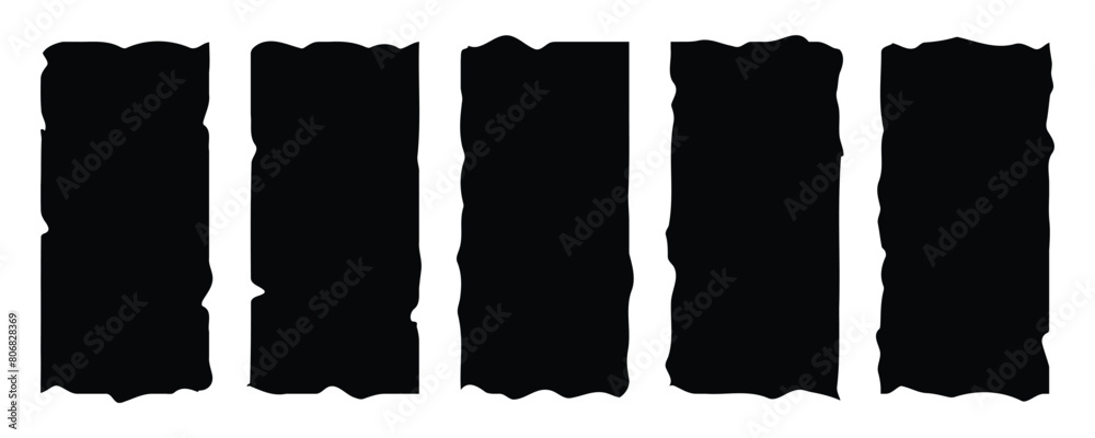 Rough edge rectangle shape collage. Paper torn, jagged edge rectangle ...