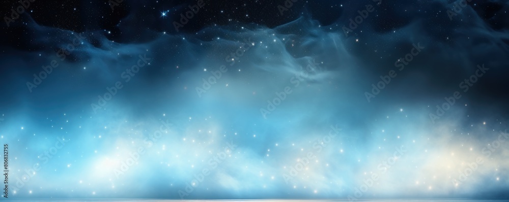 Sky Blue smoke empty scene background with spotlights mist fog with ...