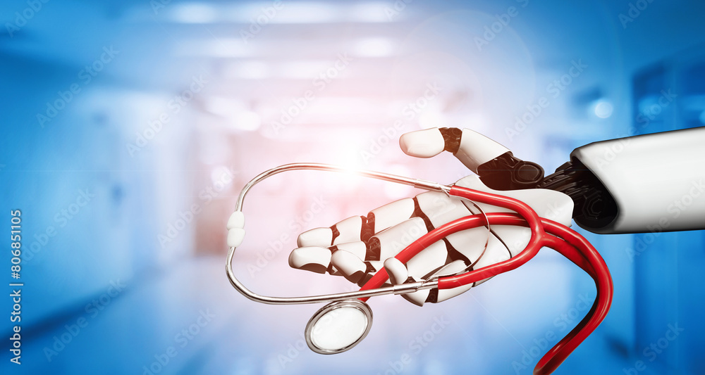 MLP 3D rendering medical artificial intelligence robot working in ...