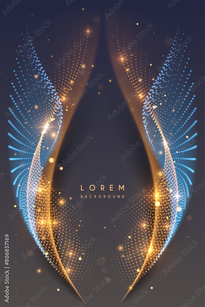 Abstract blue and gold light effect with dots and sparks Stock Vector ...