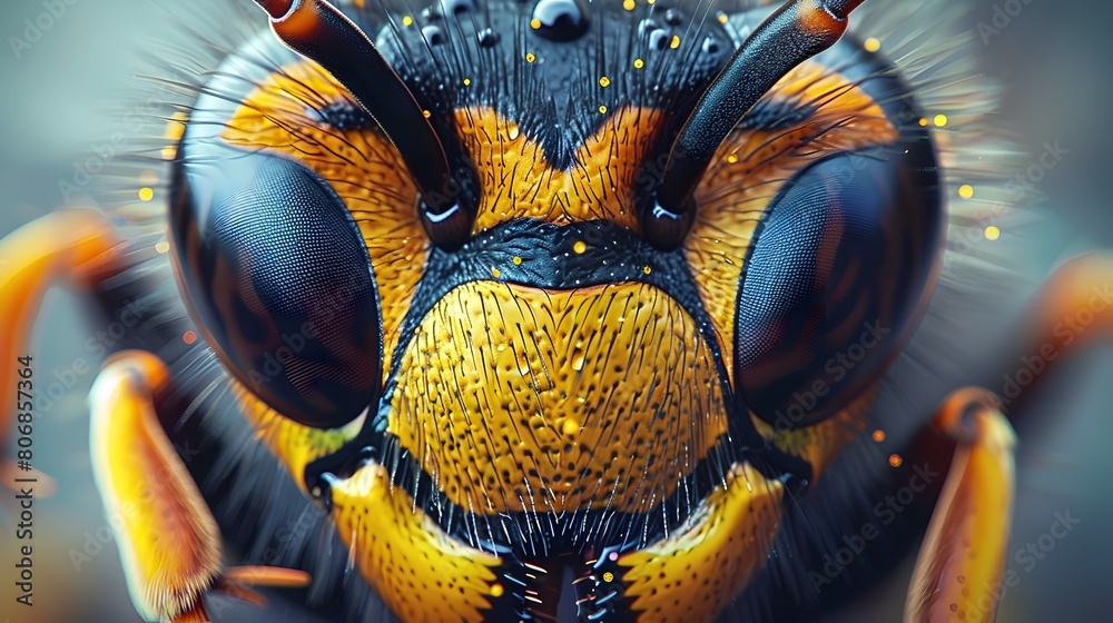 Extremely Detailed and Macro Close-Up Photo of a Wasp's Face Showing ...