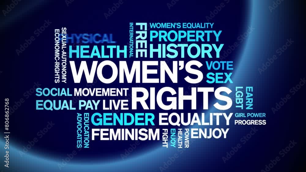 Women's Rights animated word cloud;text design animation tag kinetic ...