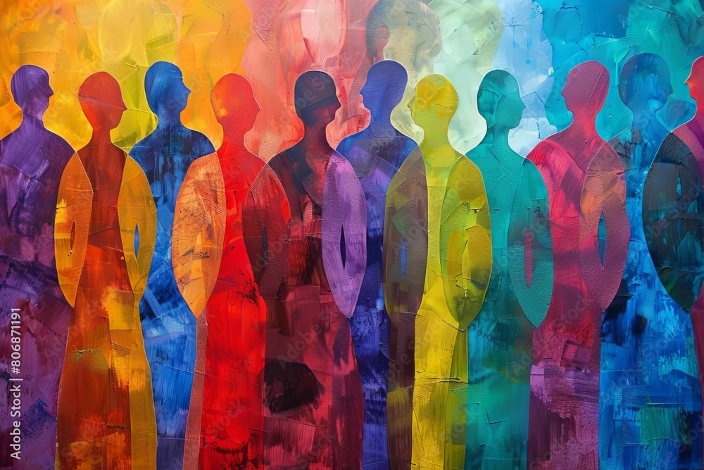 unity in diversity vibrant multicolored human figures standing together ...