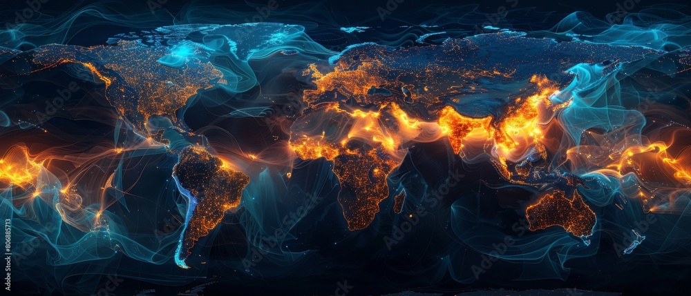 Design a 3D visualization of the global energy network powered by ...