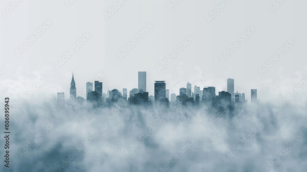 Realistic photo style of a smog-filled city skyline symbolizing air ...