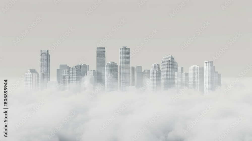 Realistic photo style of a smog-filled city skyline symbolizing air ...