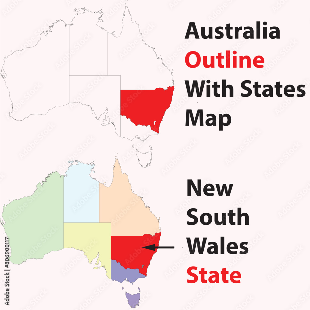Australia , new south wales map, vector, outline, political , road ...