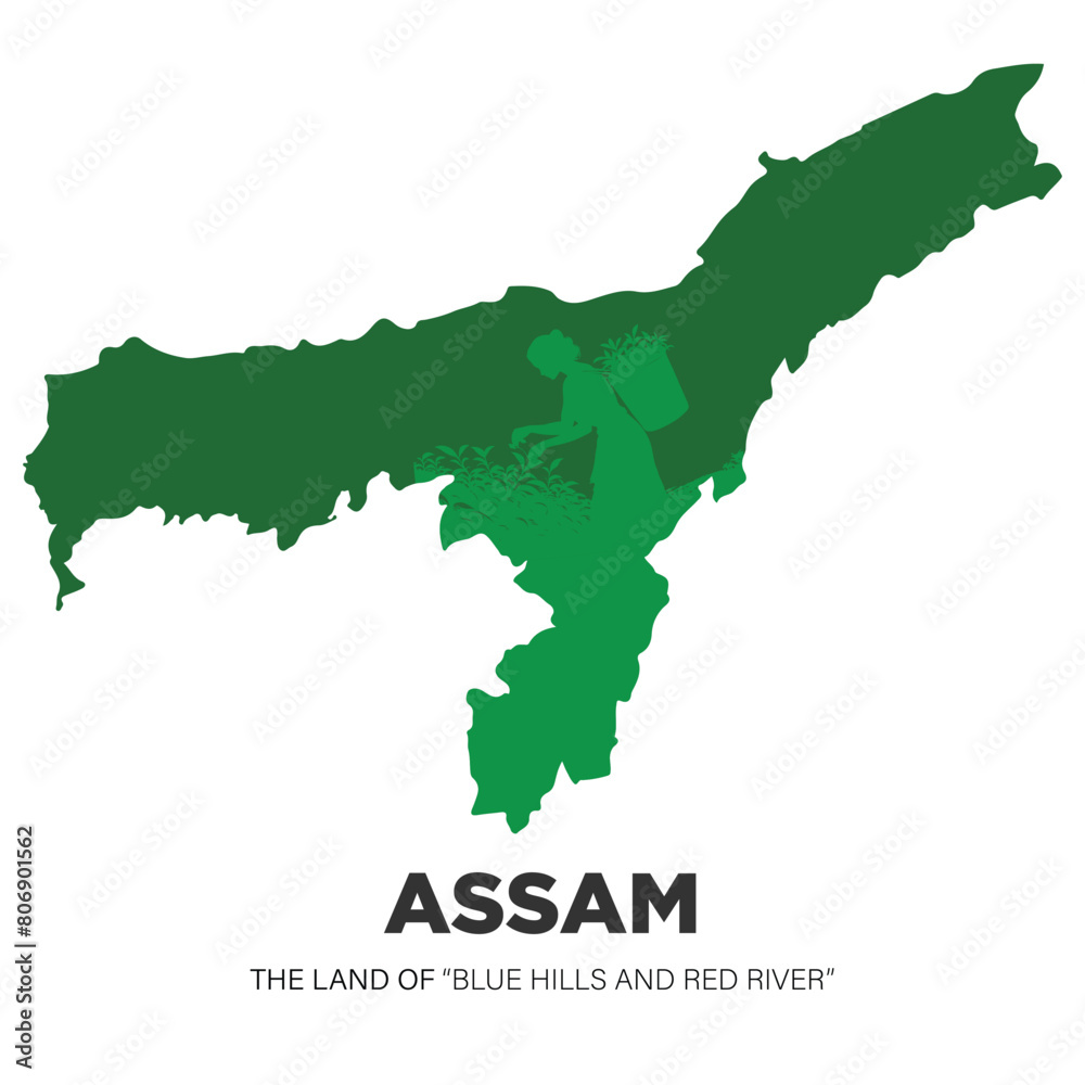 Assam, state of India foundation day vector art with Assamese woman ...