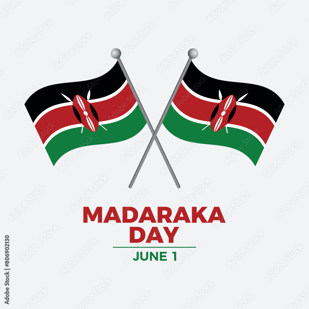 Madaraka Day poster vector illustration. Two crossed Kenyan flags on a ...