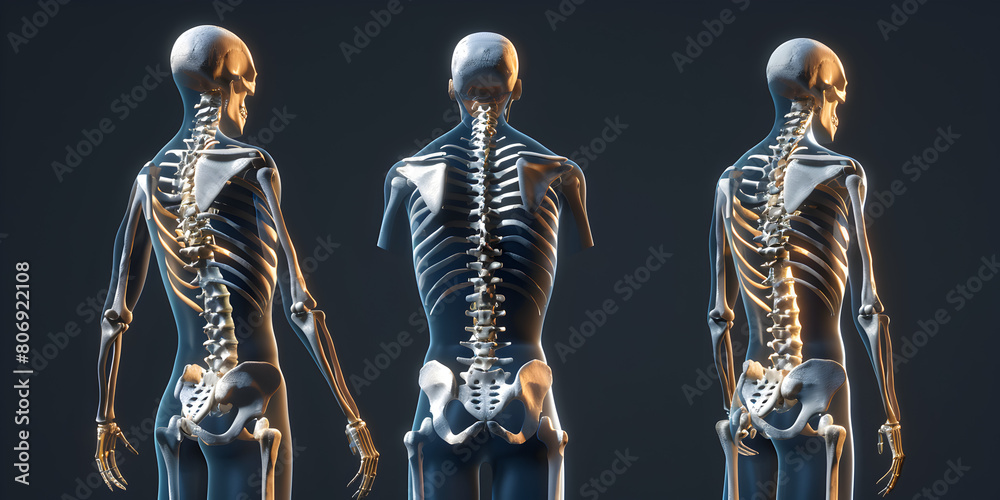 Illustration of man skeleton anatomy on dark background. Skeletal ...