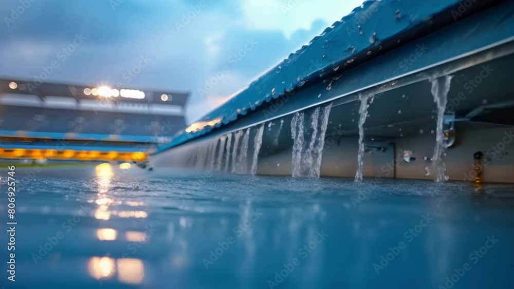 Preventing Water Damage: Closeup of Stadium Roof Drainage System ...