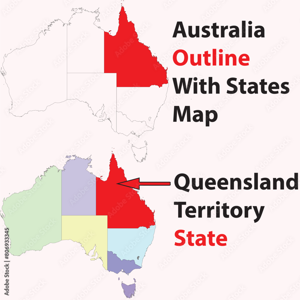 Australia , Queensland Territory, vector, map, new south wales map ...