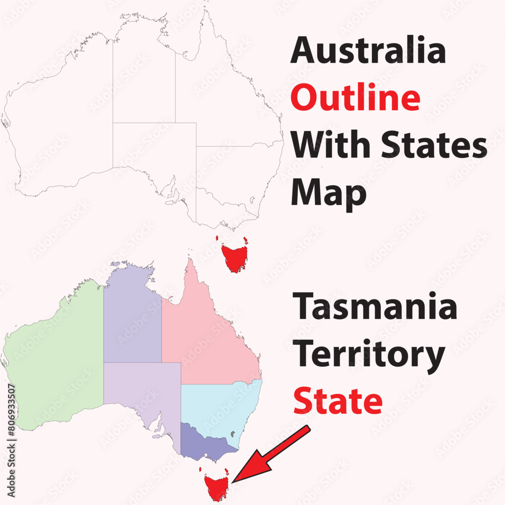 australia , Tasmania, vector, map, Tasmania map, outline, political ...