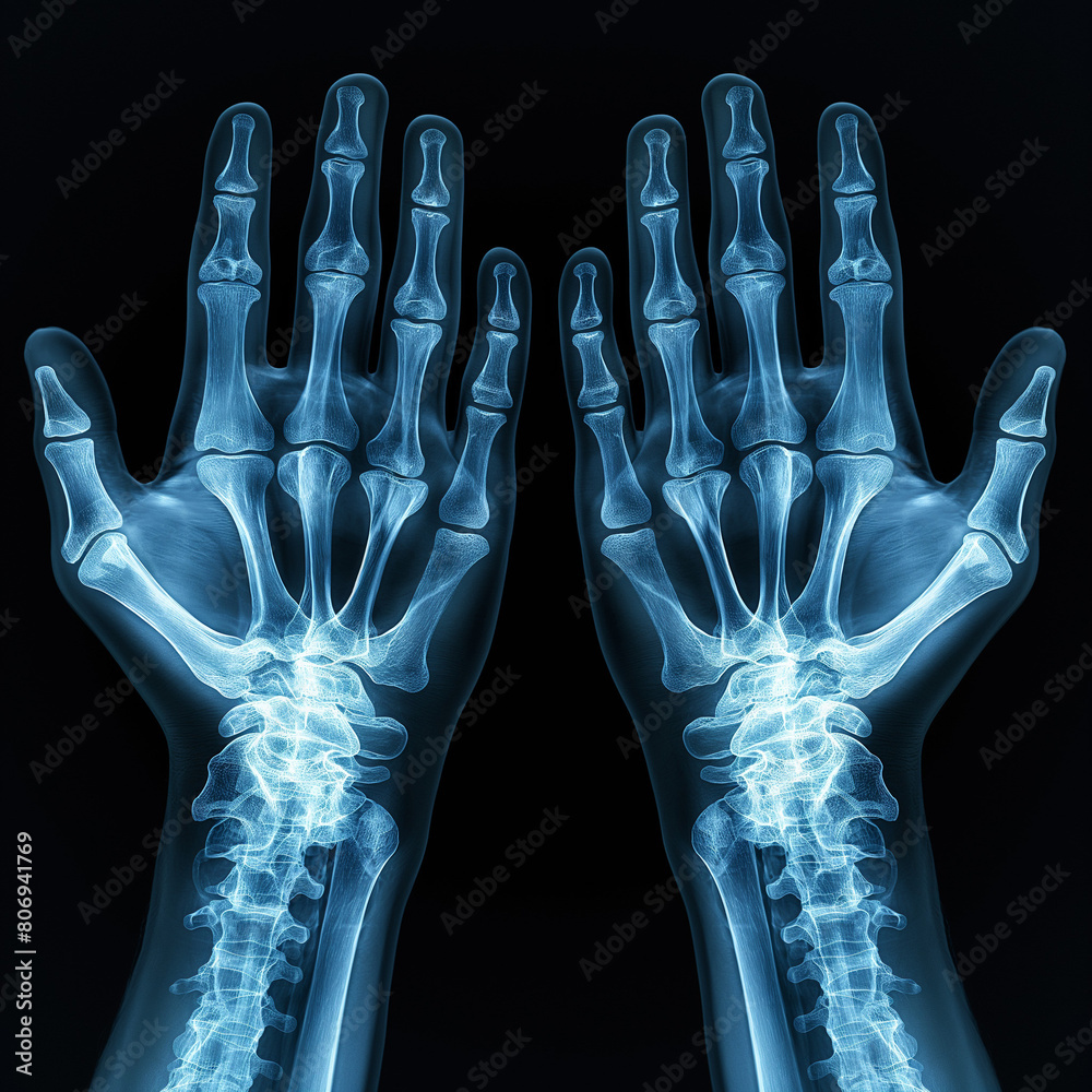 Human Hand Bones X-Ray Medical Diagnostic Radiolog Stock Illustration ...